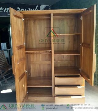 Almari Pakaian Retro Minimalis Jati | Furniture Jati Jepara
