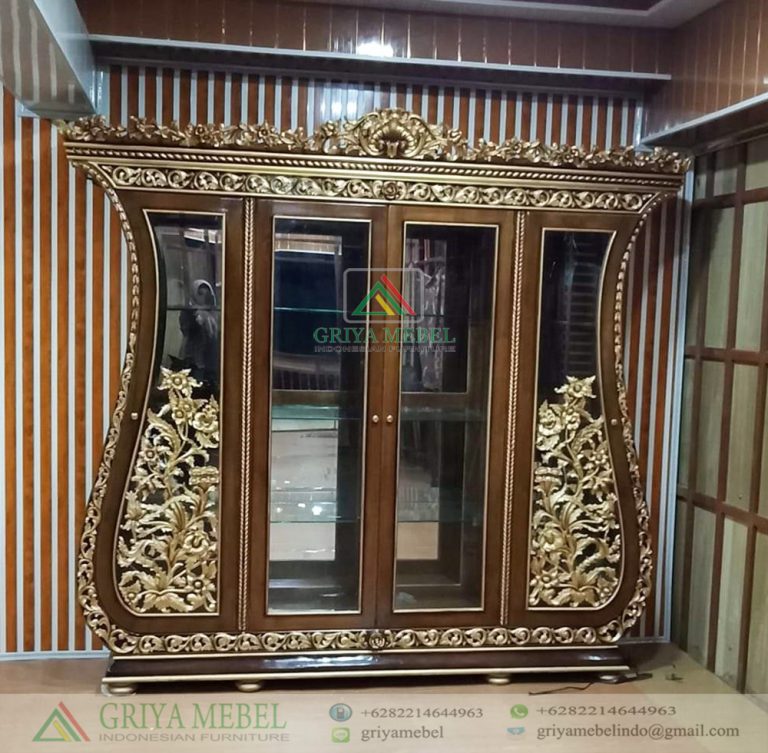 almari hias biola jati 4 pintu | Furniture Jati Jepara